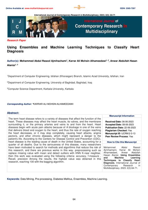 Pdf Using Ensembles And Machine Learning Techniques To Classify Heart Diagnosis