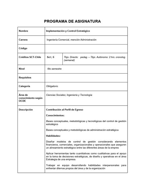 Implementacion Y Control Estrategico 2 553339 Pdf Planificación