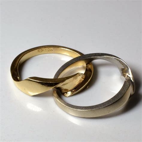 Interlocking Two Tone Band Sz 625 Interlocking Ring Puzzle Ring