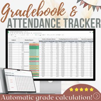 Digital Gradebook And Attendance Tracker Automatic Grade Calculation