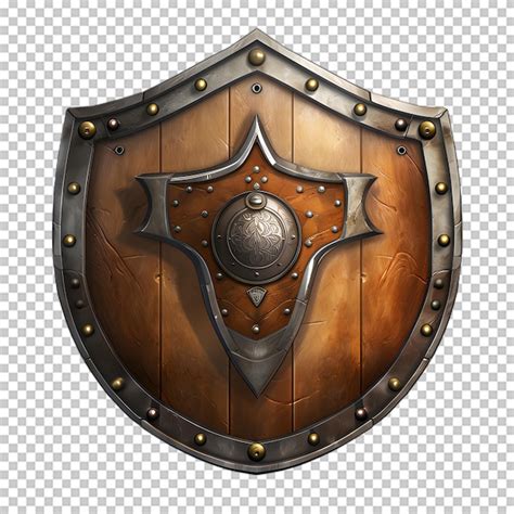 투명한 배경에 고립된 중세 기사 방패 프리미엄 Ai 생성 Psd