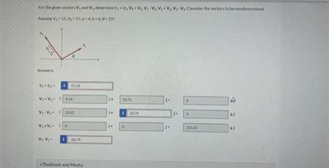 Solved For The Given Vectors V And V Determine Chegg Com