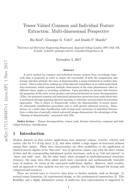 Pdf Tensor Valued Common And Individual Feature Extraction Multi Dimensional Perspective