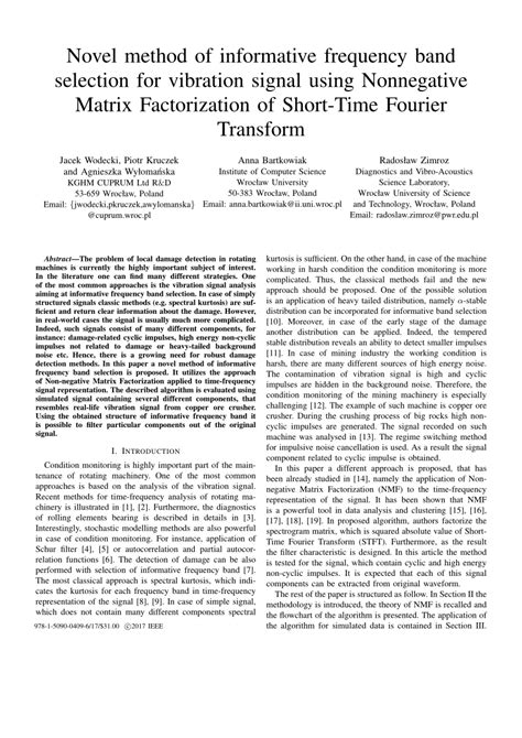 Pdf Novel Method Of Informative Frequency Band Selection For