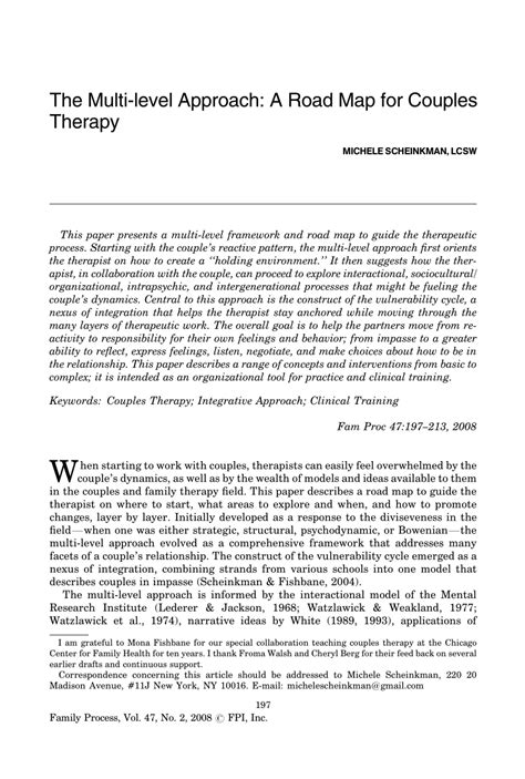 Pdf The Multi Level Approach A Road Map For Couples Therapy