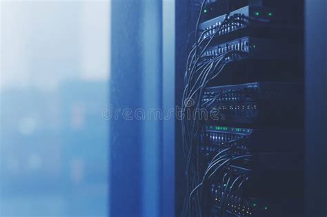 Data Center Racks With Multiple Server Units And Cabling Systems Representing Data Storage