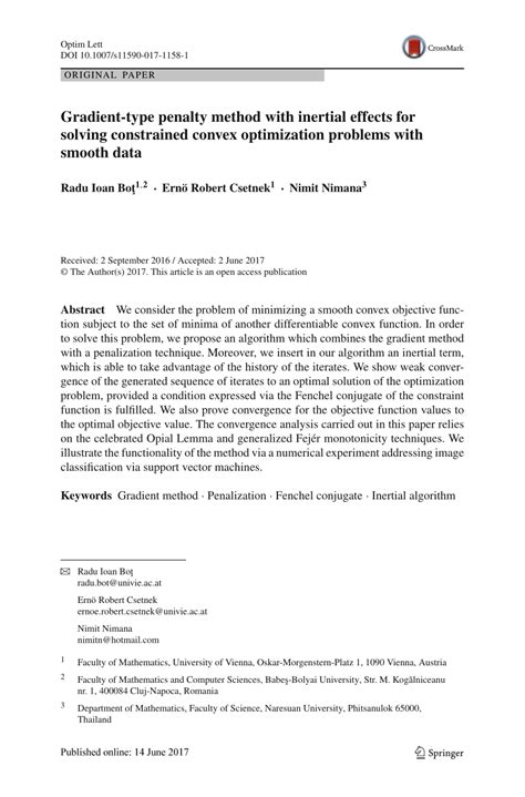 Pdf Gradient Type Penalty Method With Inertial Effects For Solving Constrained Convex