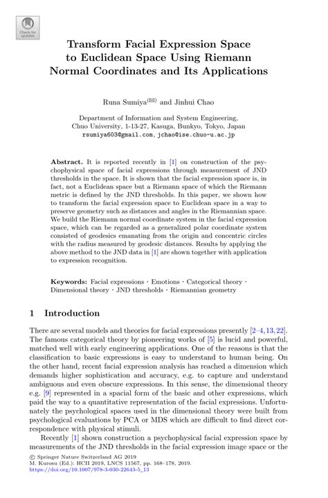 Pdf Transform Facial Expression Space To Euclidean Space Using