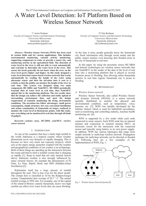 Pdf A Water Level Detection Iot Platform Based On Wireless Sensor