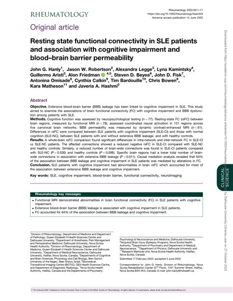Pdf Resting State Functional Connectivity In Sle Patients And