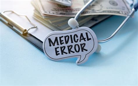 Stethoscope Paper With Medical Error Text On The Medical Table Stock