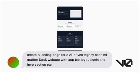 Create A Landing Page For A Ai Driven Legacy Code Migration Saas Webapp