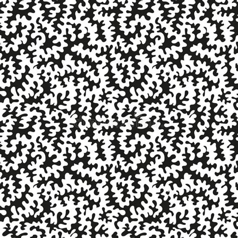 Monochrome Seamless Pattern With Abstract Wavy Vermicular Lines Stock Vector Illustration Of