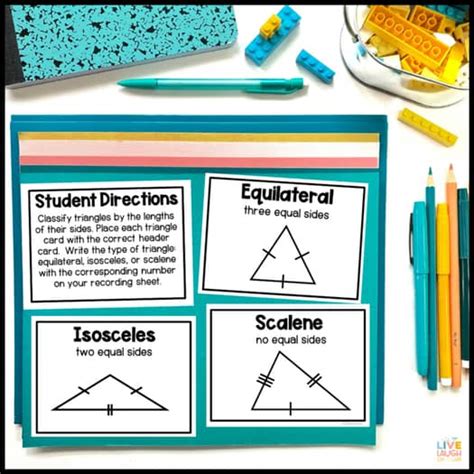 classify and sort triangles by side lengths task cards tpt