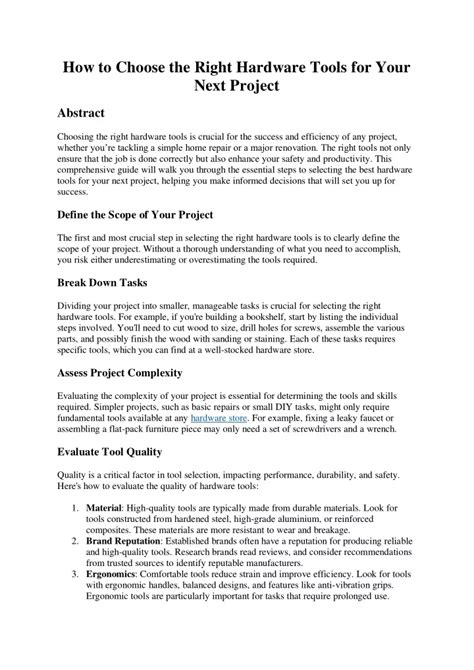 Ppt How To Choose The Right Hardware Tools For Your Next Project Powerpoint Presentation Id