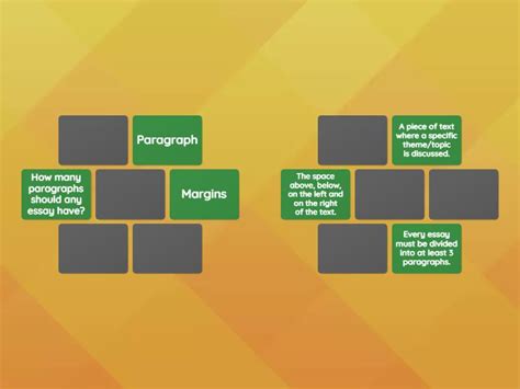 basic essay structure matching pairs
