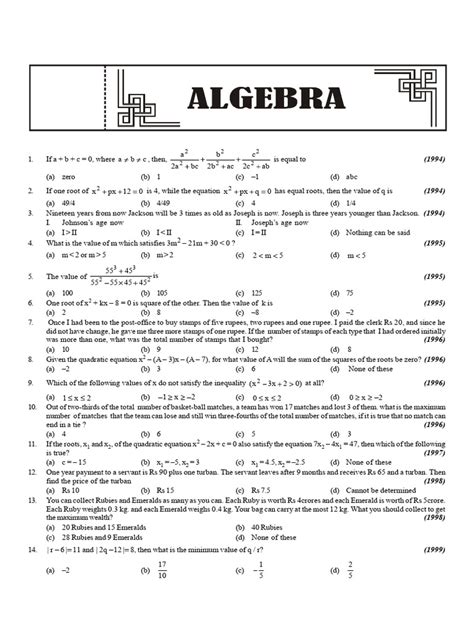 Algebra 1 Questions Added 1 Pdf Mathematical Objects Algebra