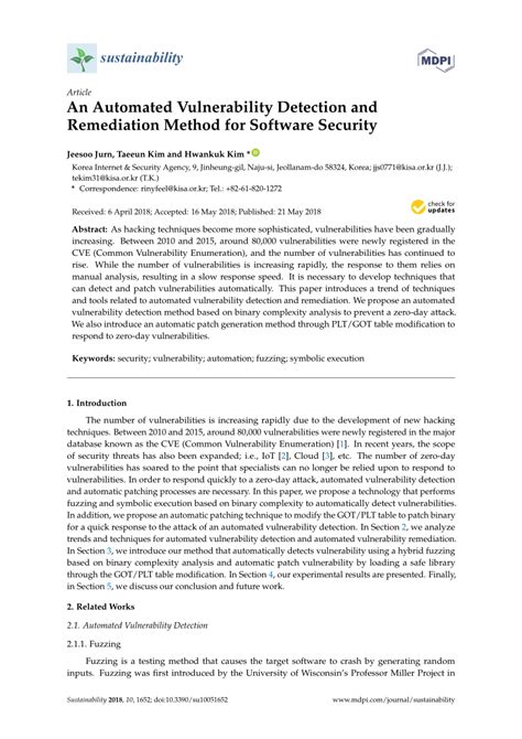 PDF An Automated Vulnerability Detection And Remediation Method For Software Security