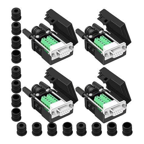 4pcs db9 female breakout connector db9 solderless rs232 d sub serial to