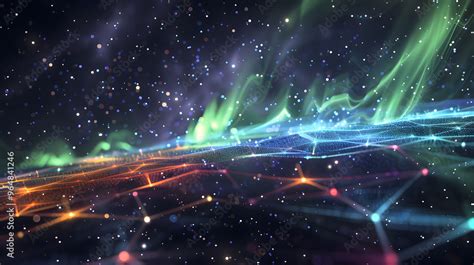 Northern Lights Display Where Auroras Form Into Floating Gui Interfaces