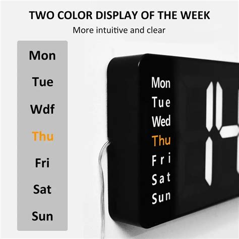16 Inches Large Led Digital Wall Clock Wall Mounted Remote Control Temperature Date Week Display