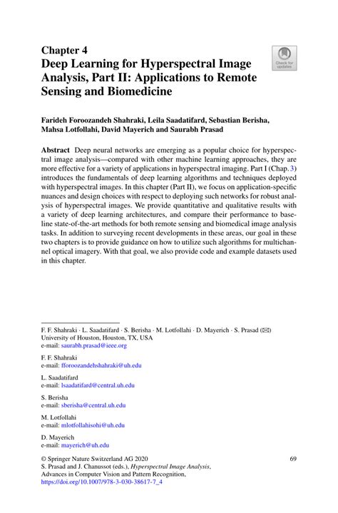 Pdf Deep Learning For Hyperspectral Image Analysis Part Ii Applications To Remote And