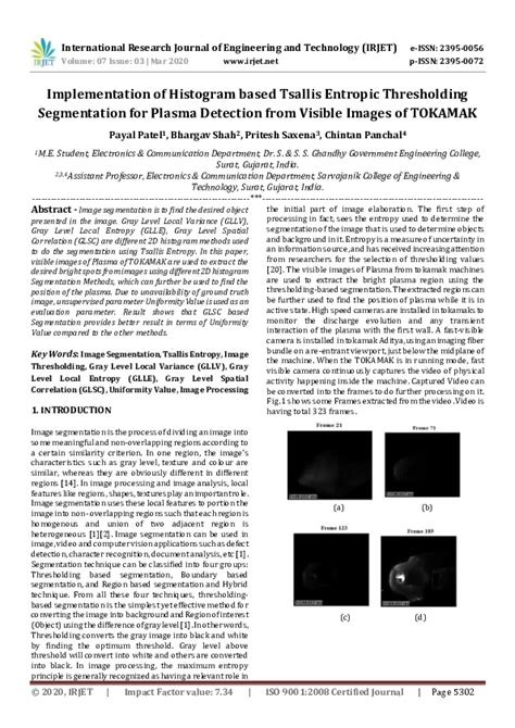 Pdf Irjet Implementation Of Histogram Based Tsallis Entropic Thresholding Segmentation For