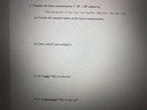 solved 2 consider the linear transformation t r r defined