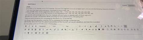 QUESTIONS 13 points και Αντα TCP Consider a TCP Chegg com