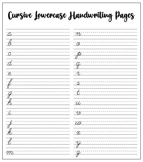 Cursive Lower Case Letters Free PDF Printables Printablee