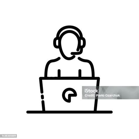 사회 라인 아이콘입니다 교육 발표자 말풍선 직접 연설 소셜 네트워크 우정 관계 헤드폰 운영자 리더 흰색 배경에 벡터 검은 선 아이콘 고객에 대한 스톡 벡터 아트 및 기타