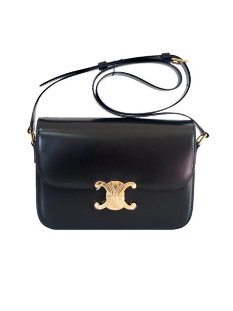 Celine Classique Triomphe Bag Black Calfskin Ghw Vintage United