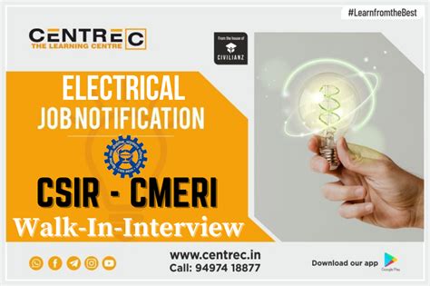 Walk In Interview Csir Cmeri