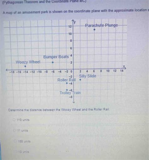 Pythagorean Theorem And The Coordinate Plane MC A Map Of An Amusement Park Is Shown On T Math