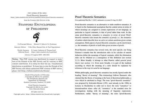 Friends Of The Sep Society Preview Of Proof Theoretic Semantics Pdf