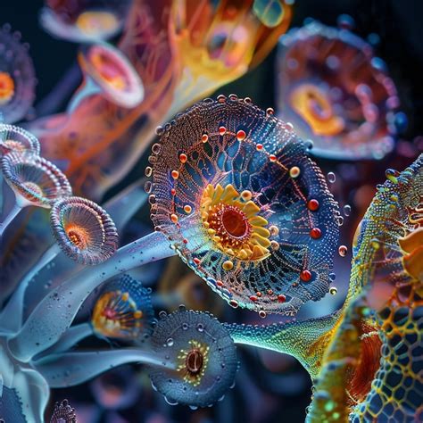 Premium Photo Colorful Microscopic View Of Vibrant Cells And Organisms