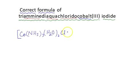 What Is The Correct Formula Of Triamminediaquachloridocobaltiii Iodide