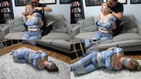 Sexy Cherry Is Tightly Tied Up In Jeans With Duct Tape Gagged With