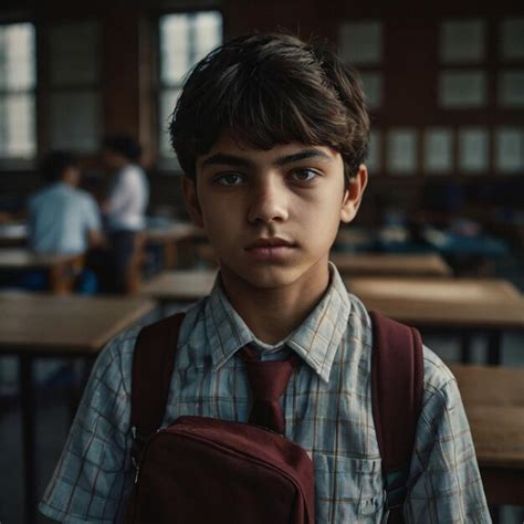 Portrait Of Black Non Binary Teenager Student In School Classroom