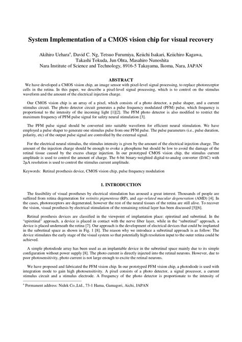 PDF System Implementation Of A CMOS Vision Chip For Visual Recovery