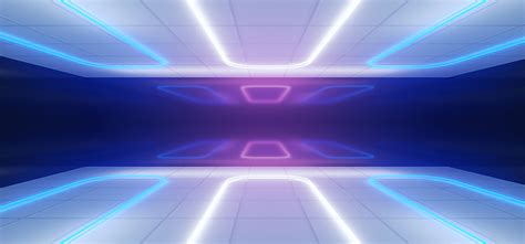 과학 Fi 현대 미래 화이트와 블랙 블루 반사와 천장 빈 공간 3d 렌더링에 네온 조명 초현대적에 대한 스톡 사진 및 기타 이미지 초현대적 테크놀로지 0명 Istock