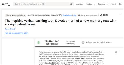 The Hopkins Verbal Learning Test Development Of A New Memory Test With