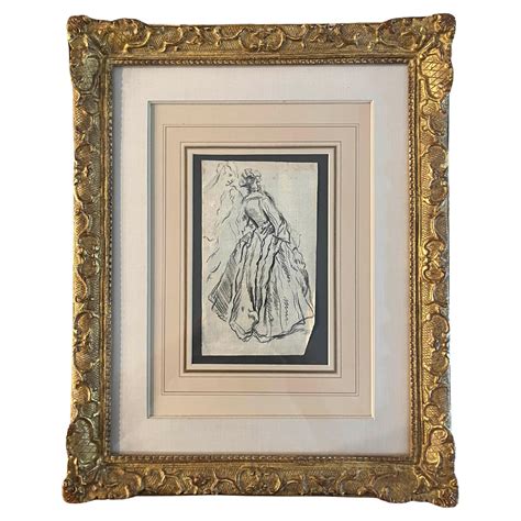 Framed Rococo Melodramatic Drawing Of A Woman By Nicolas Lancret For