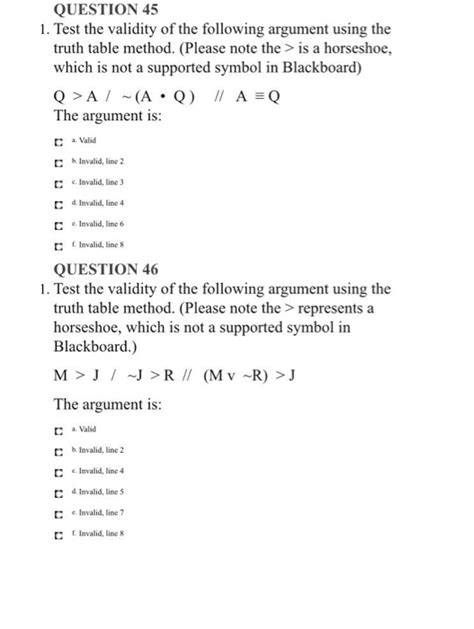 Solved Test The Validity Of The Following Argument Using The Chegg