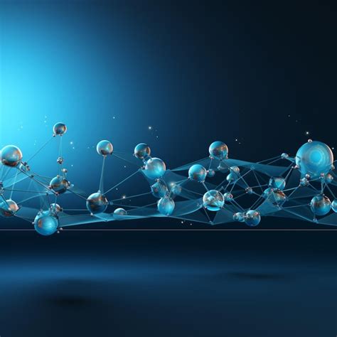 Premium Photo Horizontal Banner With Model Of Abstract Molecular Structure Background Of Blue