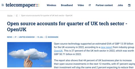 Telecompaper Reports Open Source Accounts For Quarter Of UK Tech Sector OpenUK OpenUK