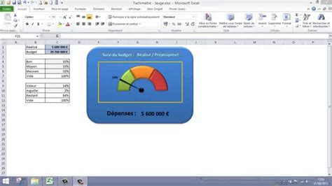 Excel Créer Un Indicateur De Type Jauge Sous Forme Dun Widget Youtube