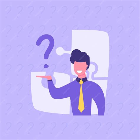 Premium Vector A Businessman Holds A Question In His Hand The Symbol