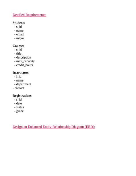 Db Design 4 Detailed Requirements Students Sid Name Email Db Design 4 Detailed Requirements Students Sid Name Email