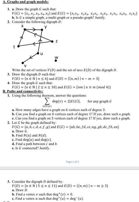Solved Graphs And Graph Models 1 A Draw The Graph G Such Chegg Com